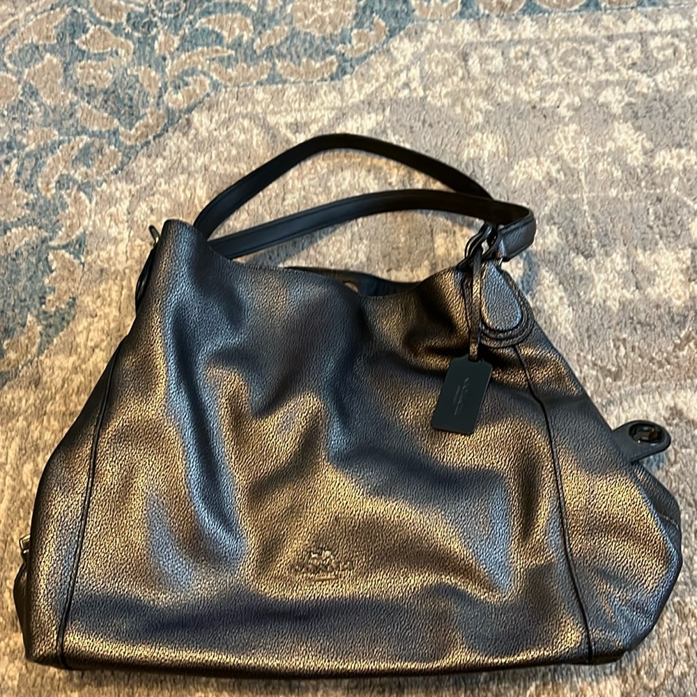 Coach Edie Refined Pebble Leather Tote - Gem